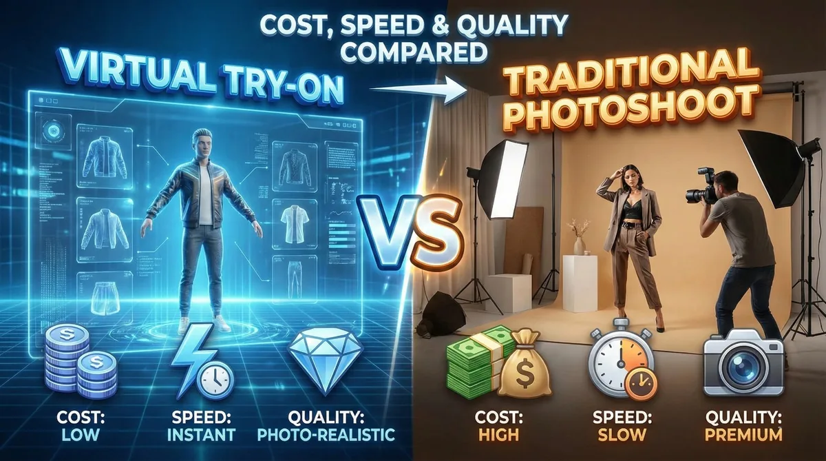 Virtual Try On vs Traditional Photoshoot: Cost, Speed & Quality ...